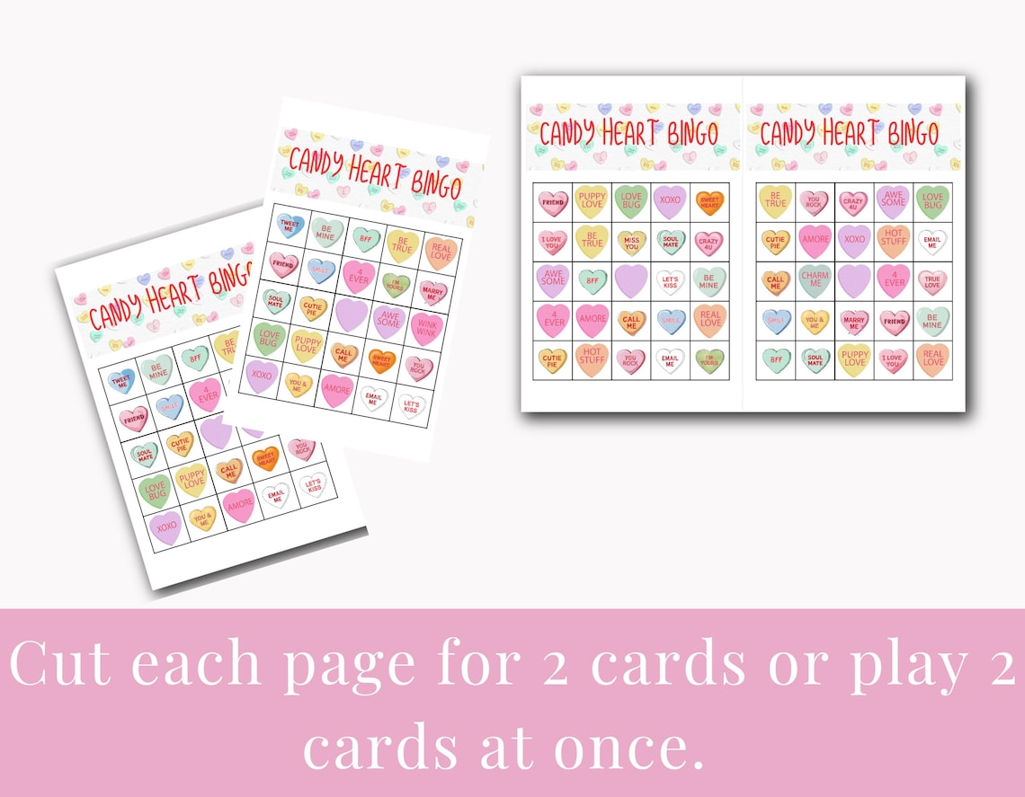 Candy Conversation Heart Bingo | Printable Valentine’s Day Bingo Game ...