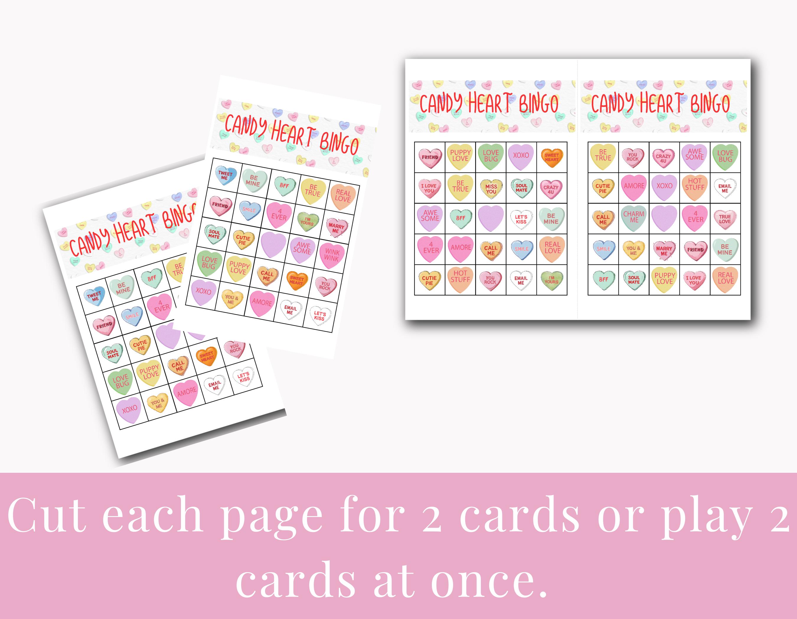 Candy Conversation Heart Bingo | Printable Valentine’s Day Bingo Game ...