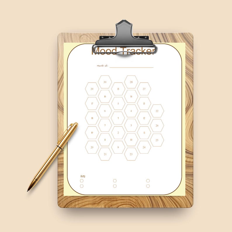 Honeycomb Mood Tracker Printable | 30 Day Emotion Chart | Mental Health ...