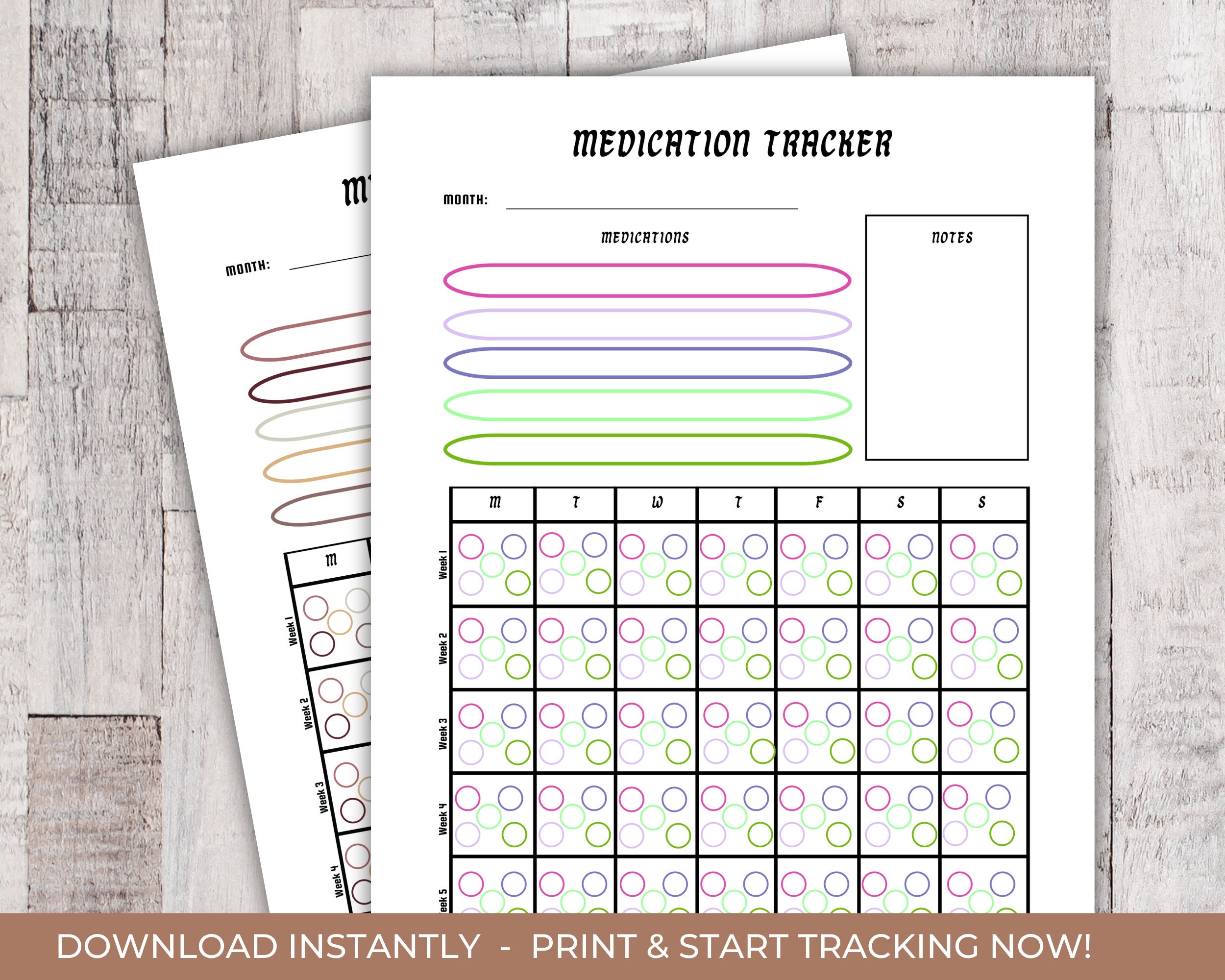 Monthly Medication Tracker, Printable Medication Tracker, Tropical V2 ...