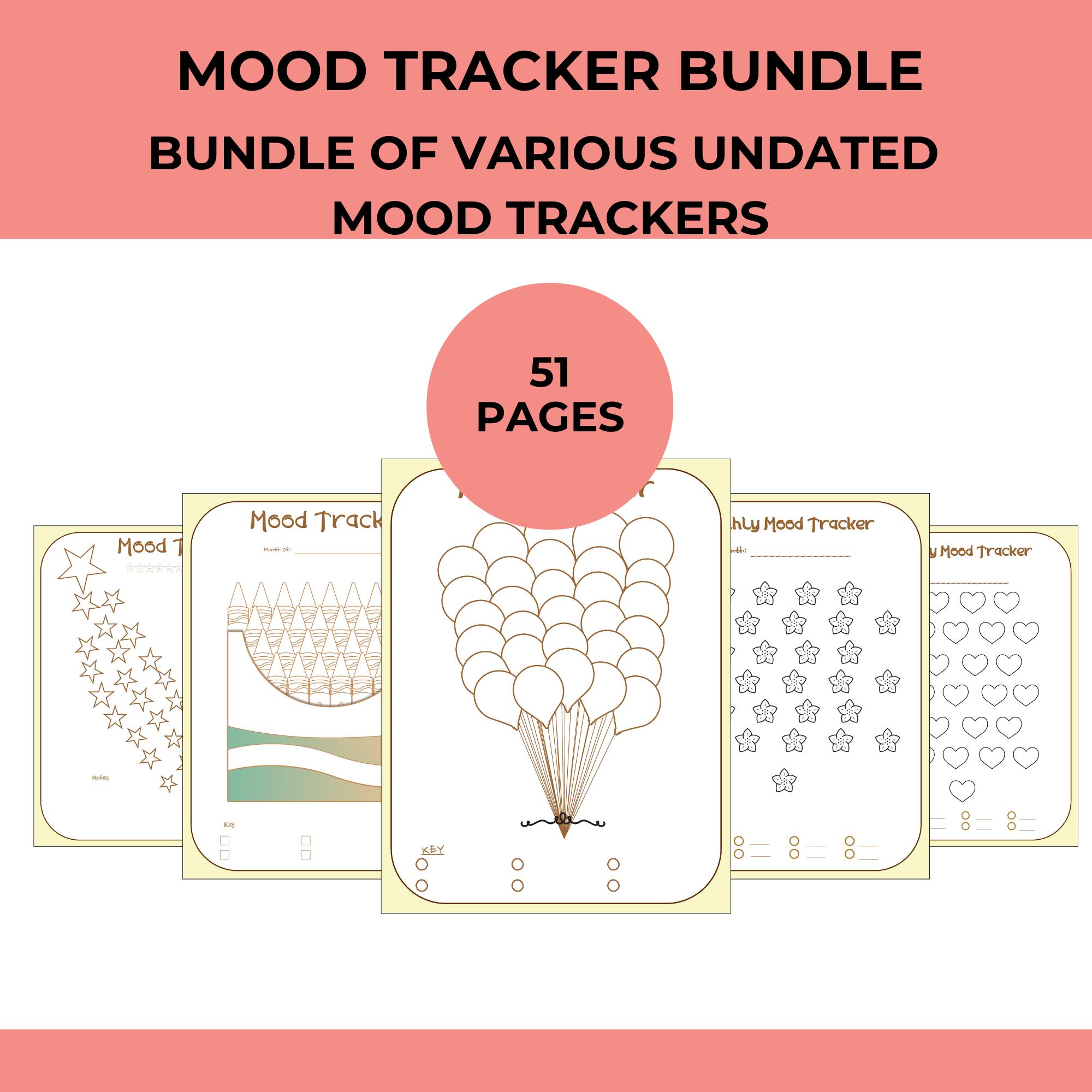 Mood Tracker Bundle | 51 Undated Printable Pages | Monthly & Multi ...