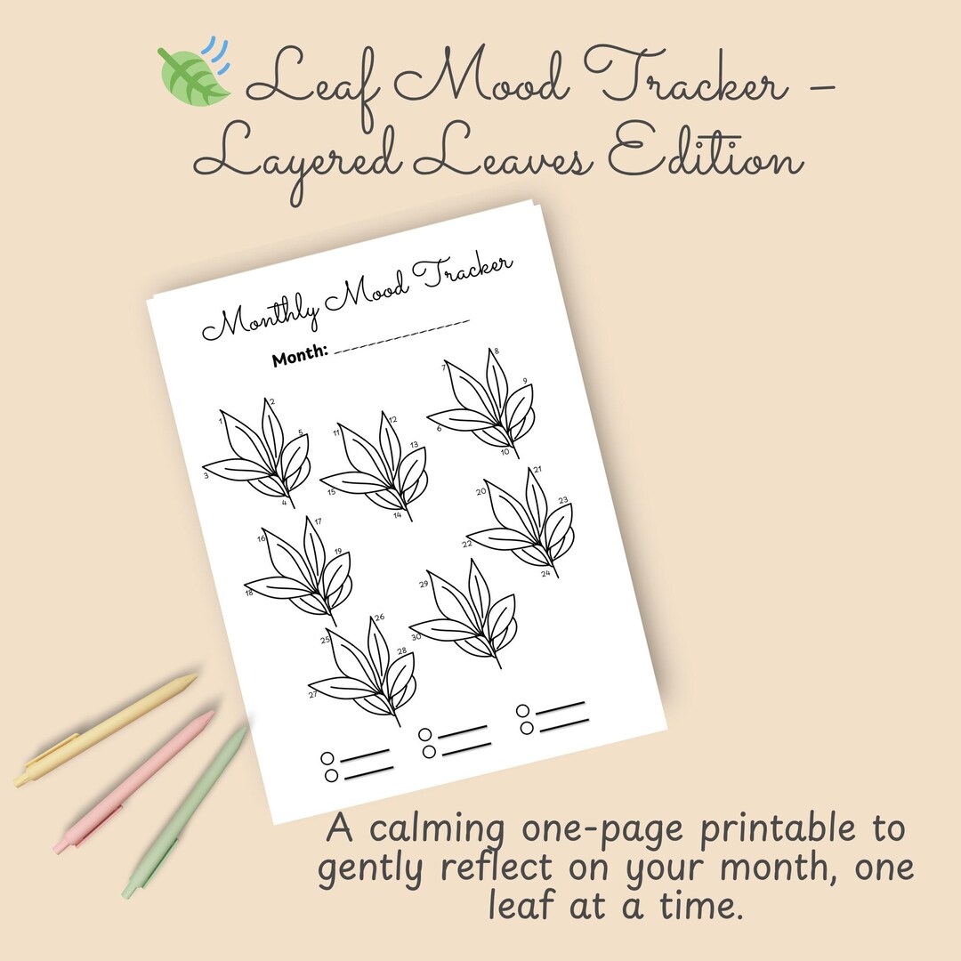 Leaf Mood Tracker Printable • Visual Self-care Journal (digital ...