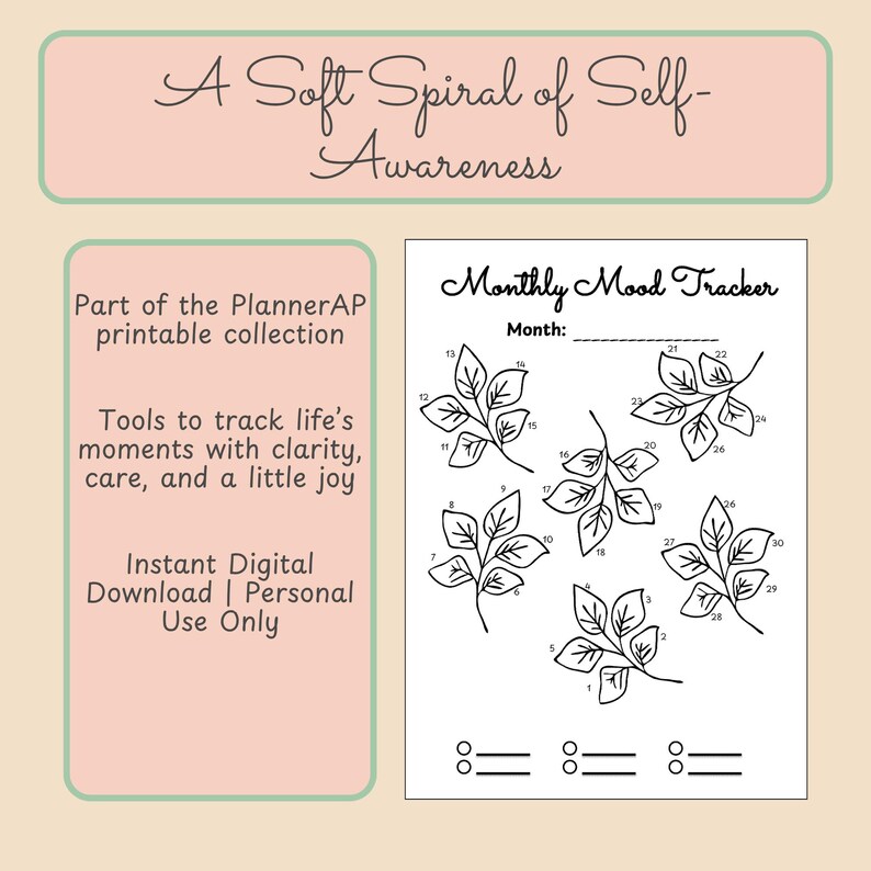 Winter Mood Tracker Printable • Spiral Leaf Path (digital Download) - Etsy