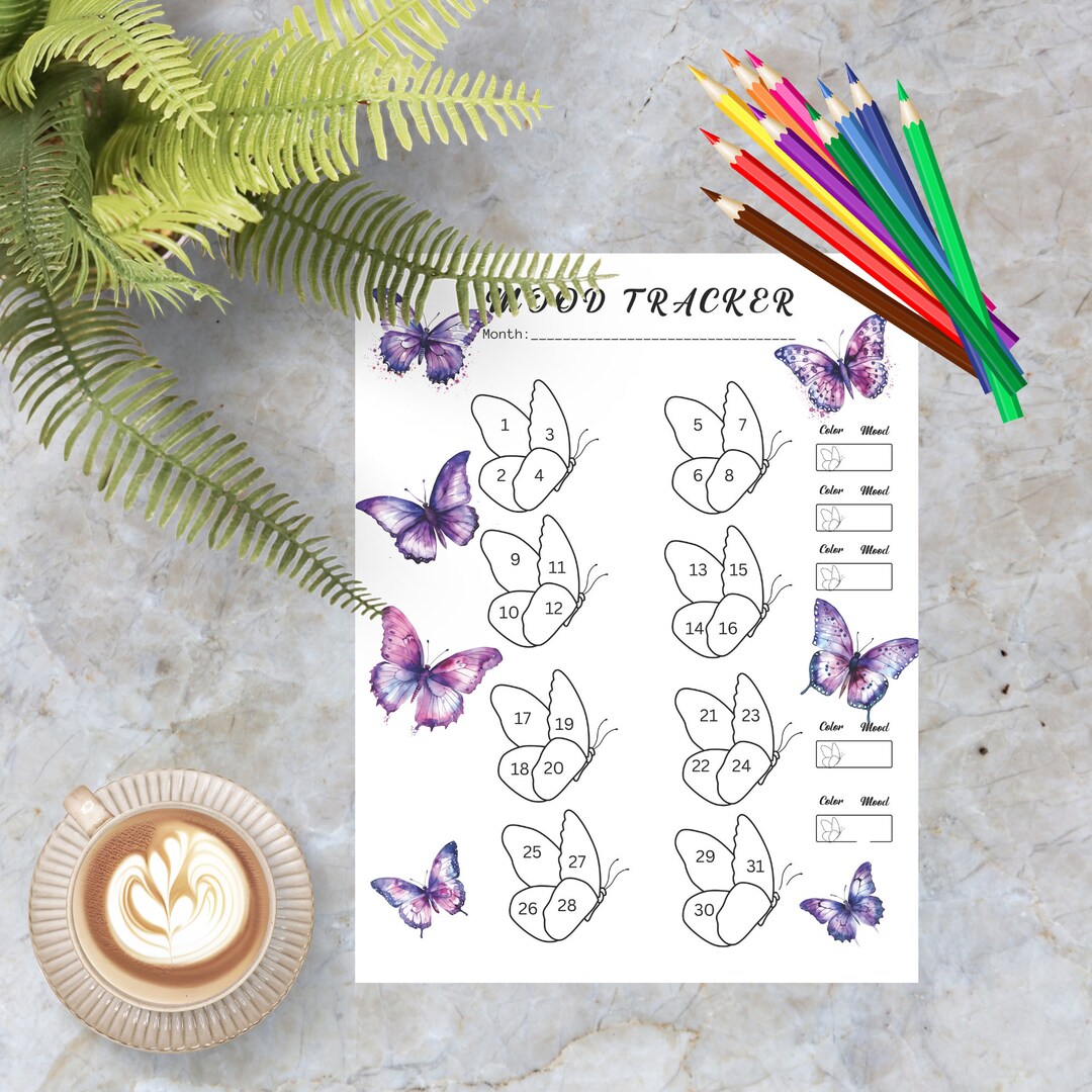 Monthly Mood Tracker, UPDATED Butterfly Mood Tracker, INSTANT DOWNLOAD ...
