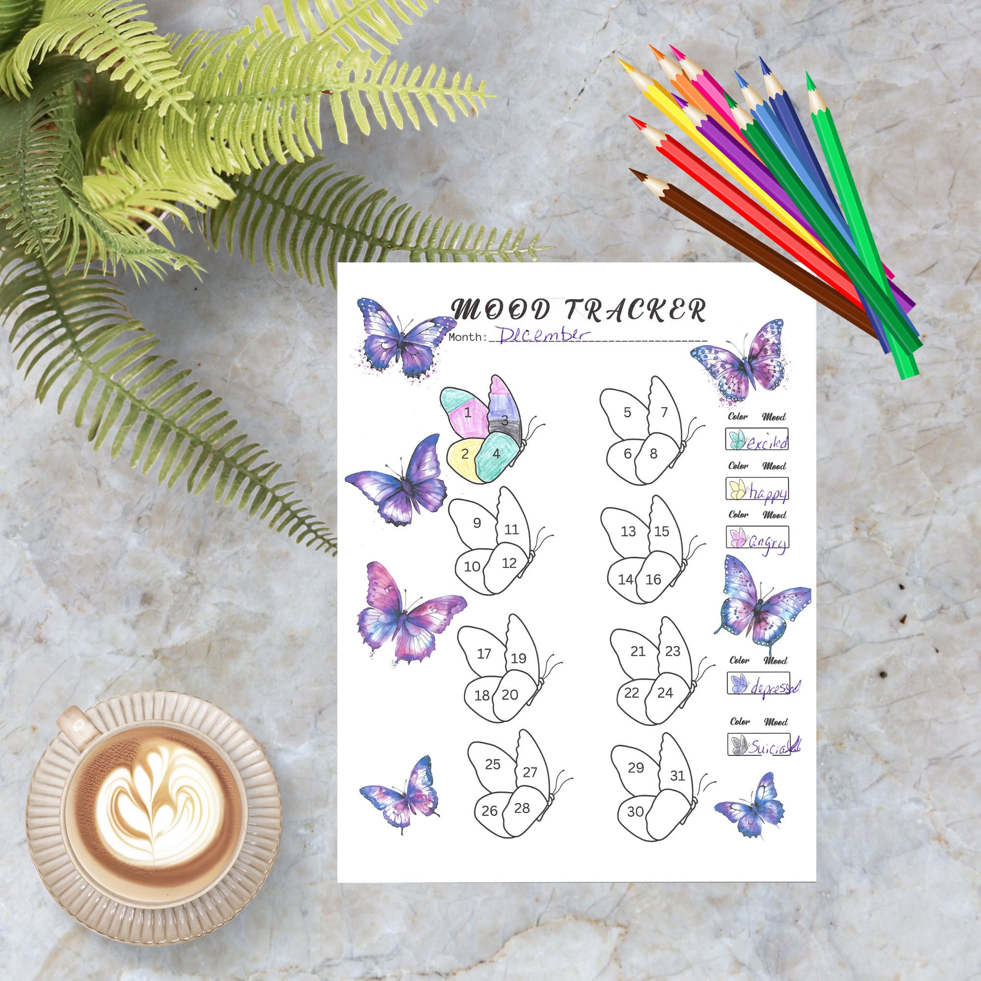 Monthly Mood Tracker, UPDATED Flower Mood Tracker, INSTANT DOWNLOAD ...