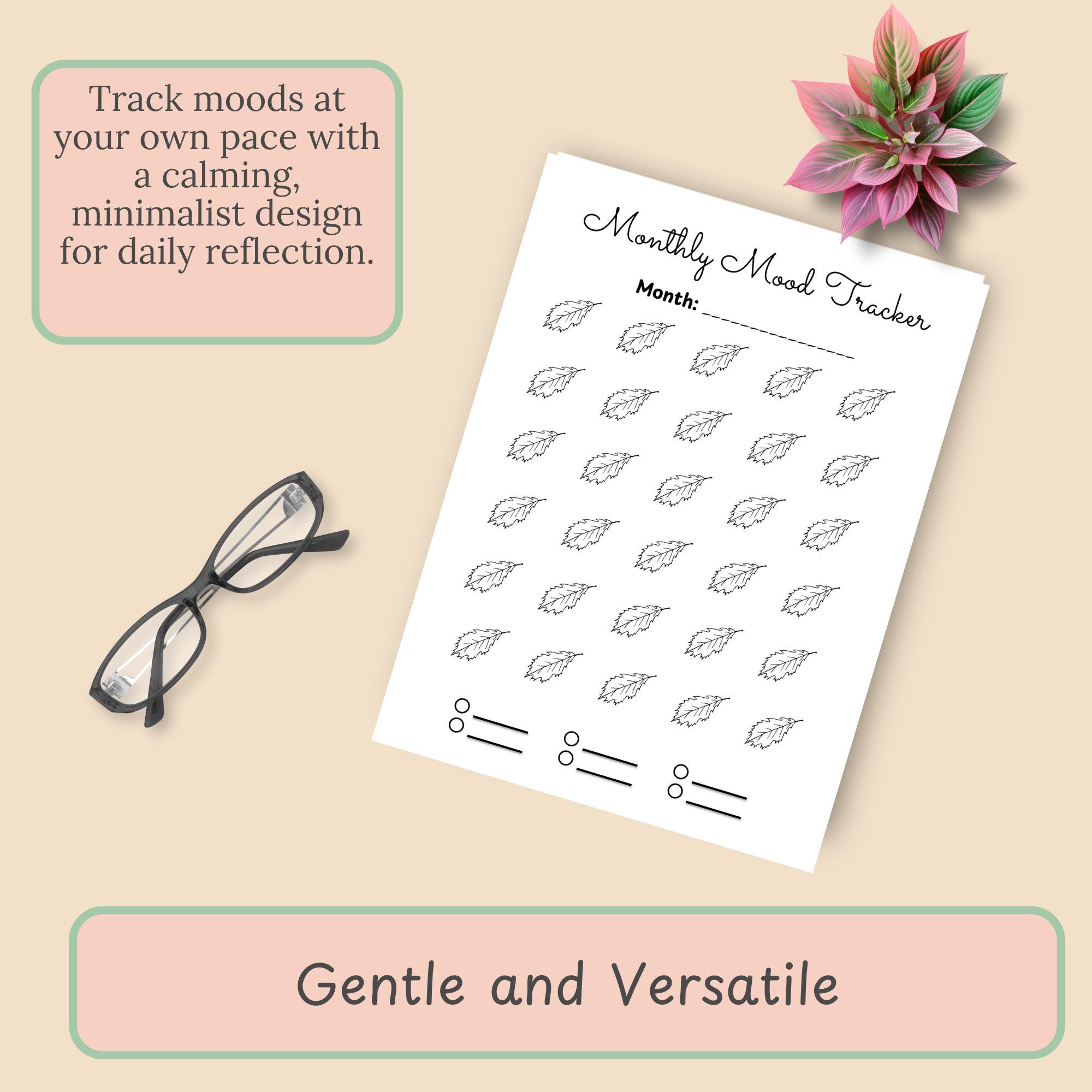 Leaf Mood Tracker Printable | Undated Monthly Planner (PDF) - Etsy