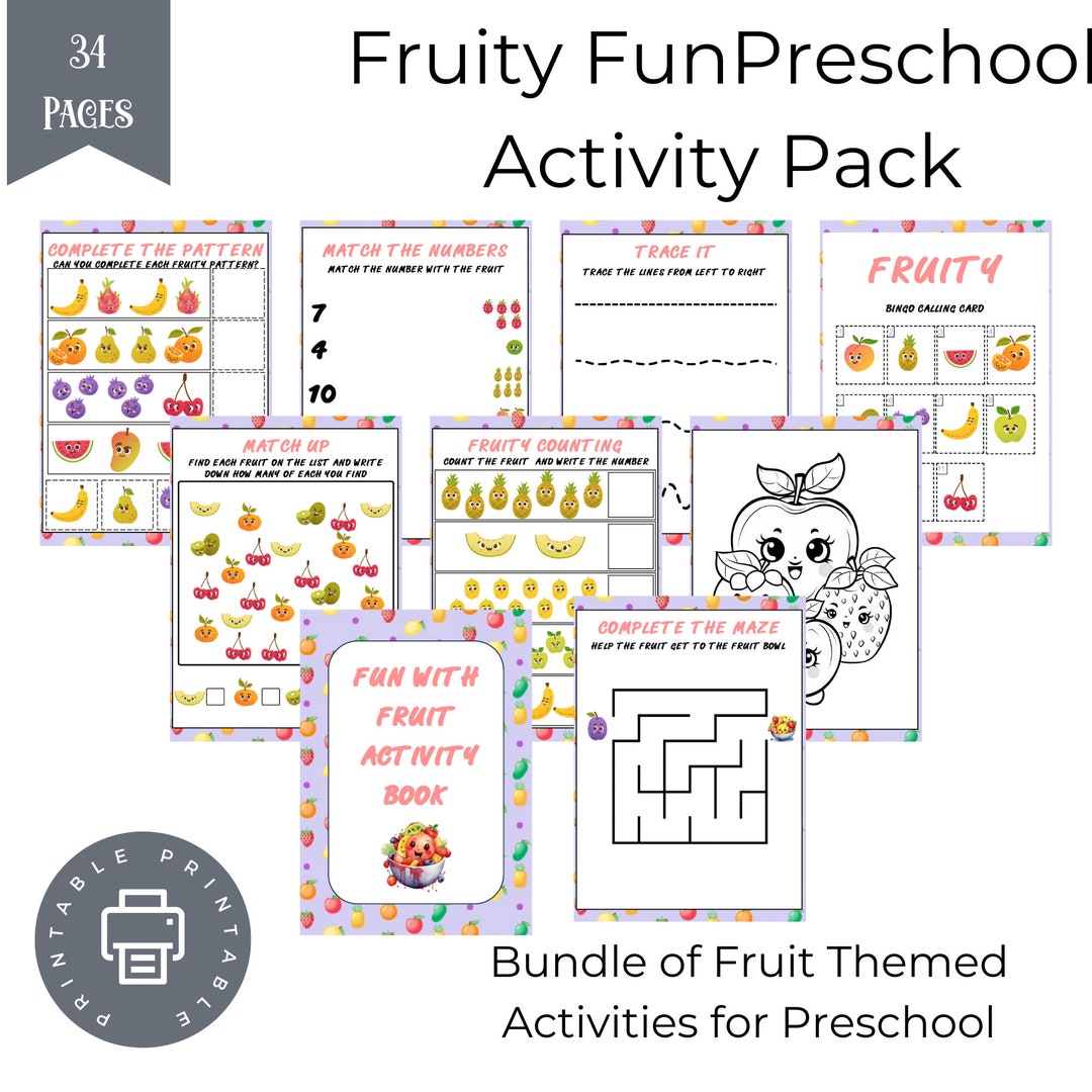 Fruity Fun Activity Book: Fruit Themed Activities With 34 Pages of Fun ...