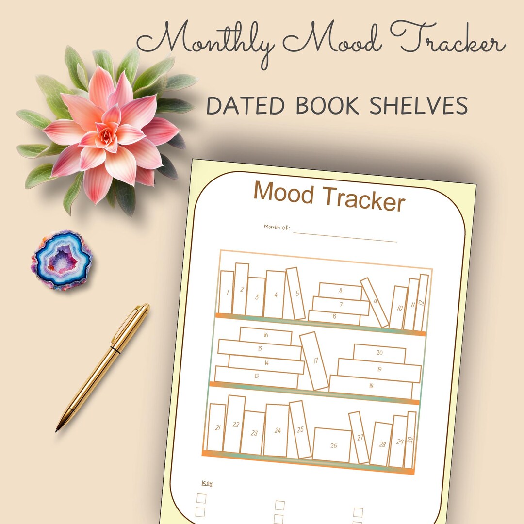 Bookshelf Mood Tracker – 30-day Printable Mental Health Log (PDF) - Etsy