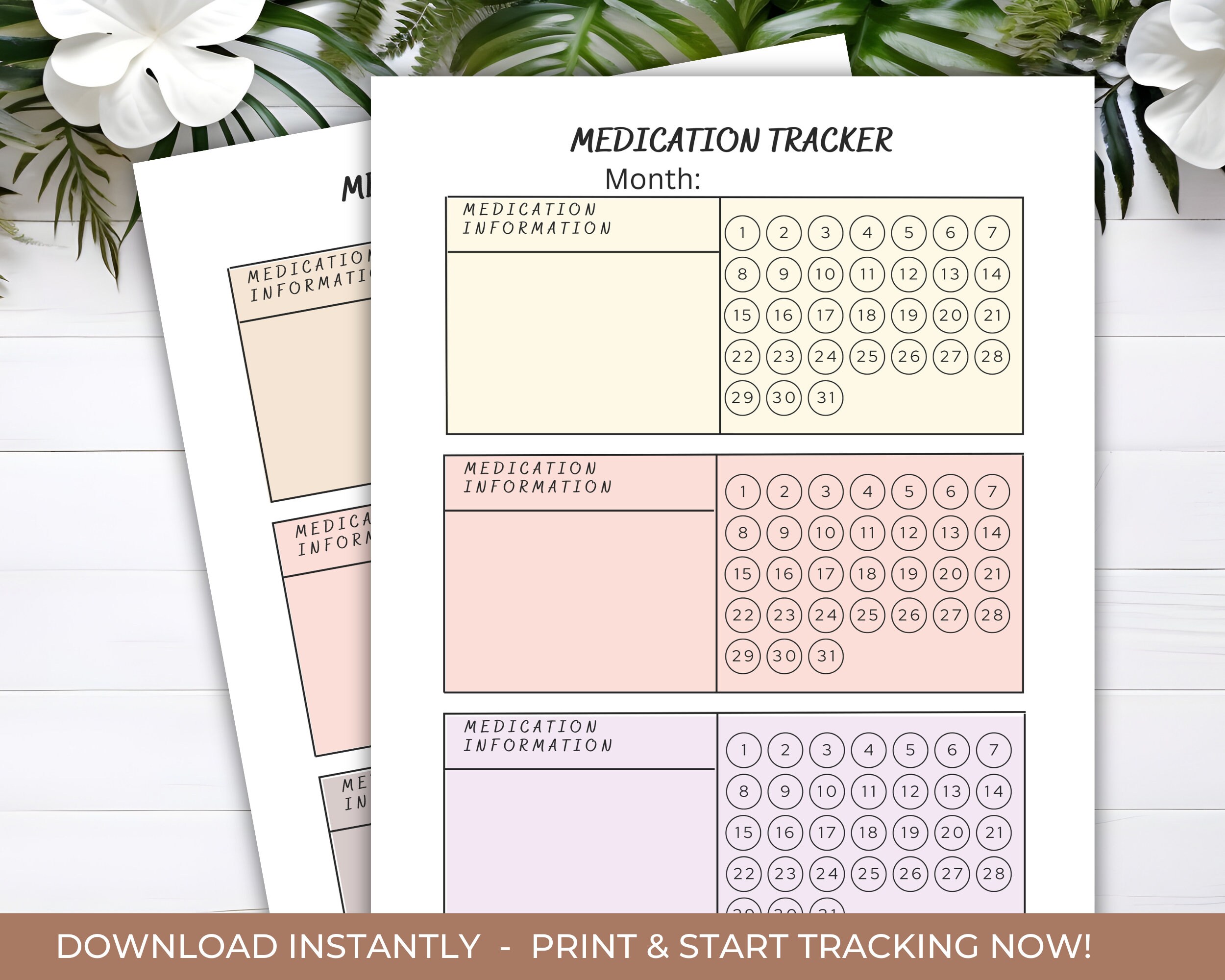 Monthly Medication Tracker, Printable Medication Tracker, Medical ...