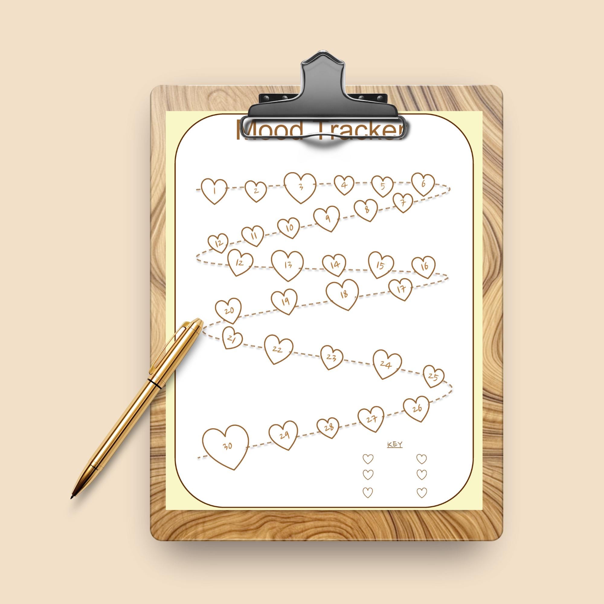 Heart Mood Tracker Printable | 30-day Monthly Mood Tracker | Digital ...