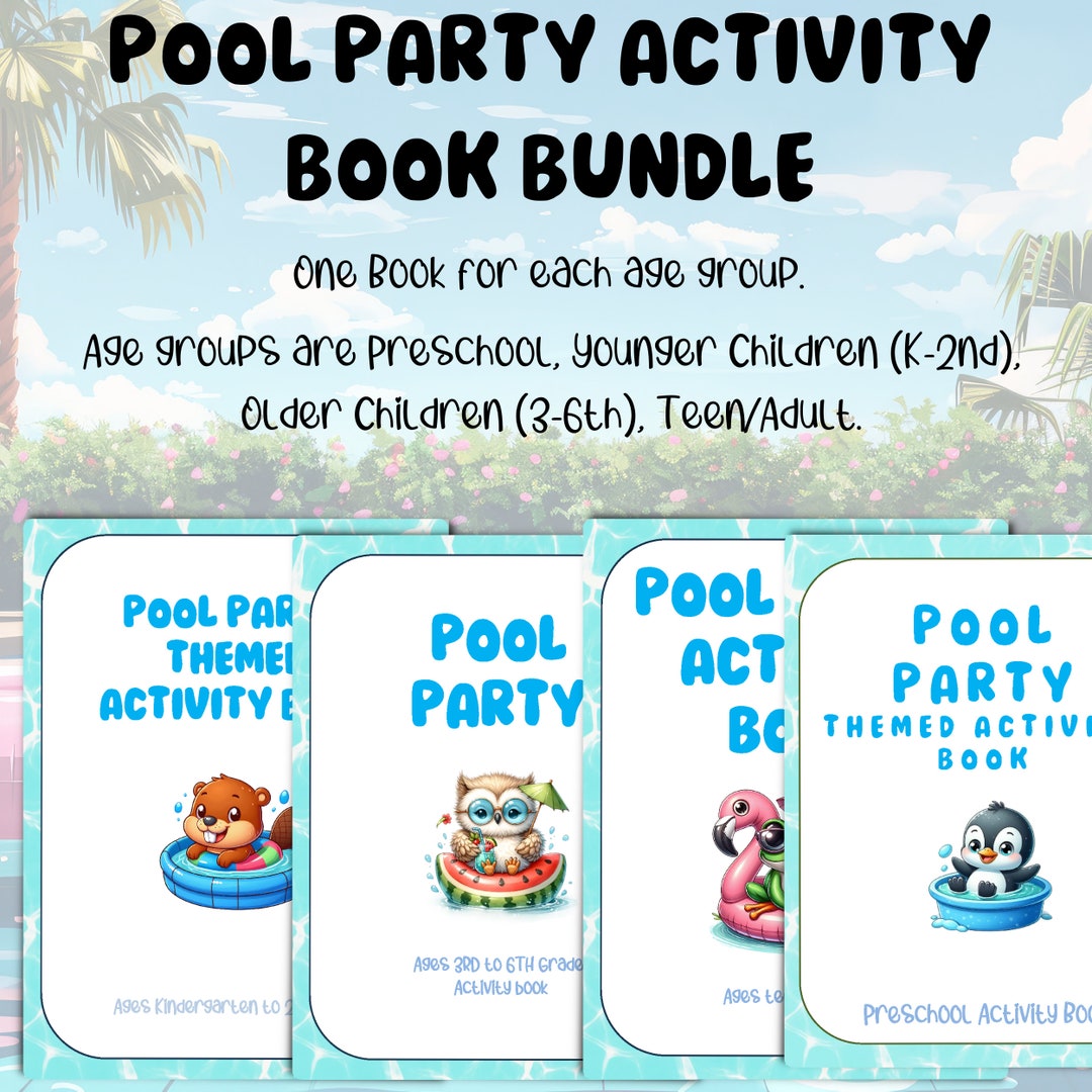 Pool Party Activity Book Bundle, All Ages - Etsy