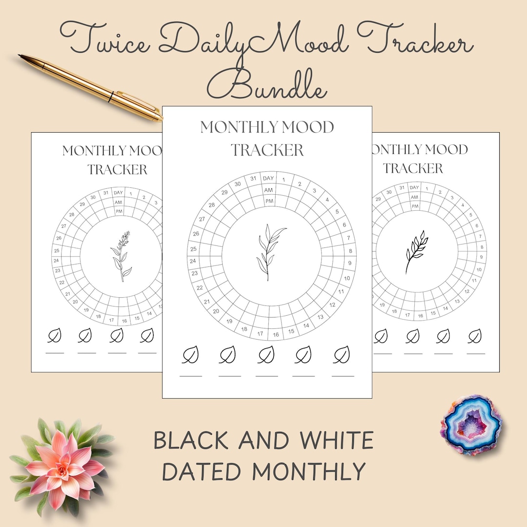 Monthly Mood Tracker Bundle – Floral, Minimalist Printable (digital ...