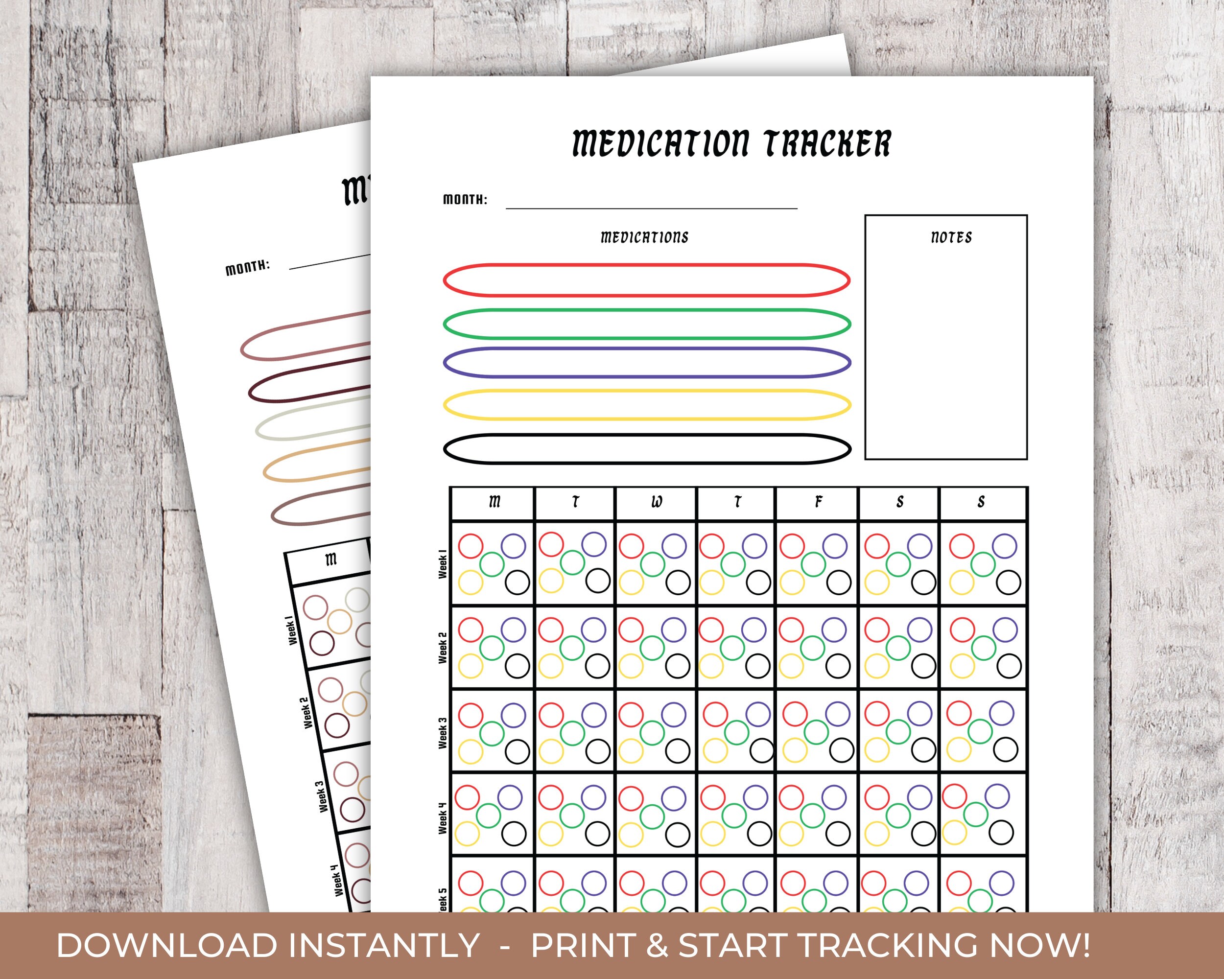 Monthly Medication Tracker, Printable Medication Tracker, Primary ...