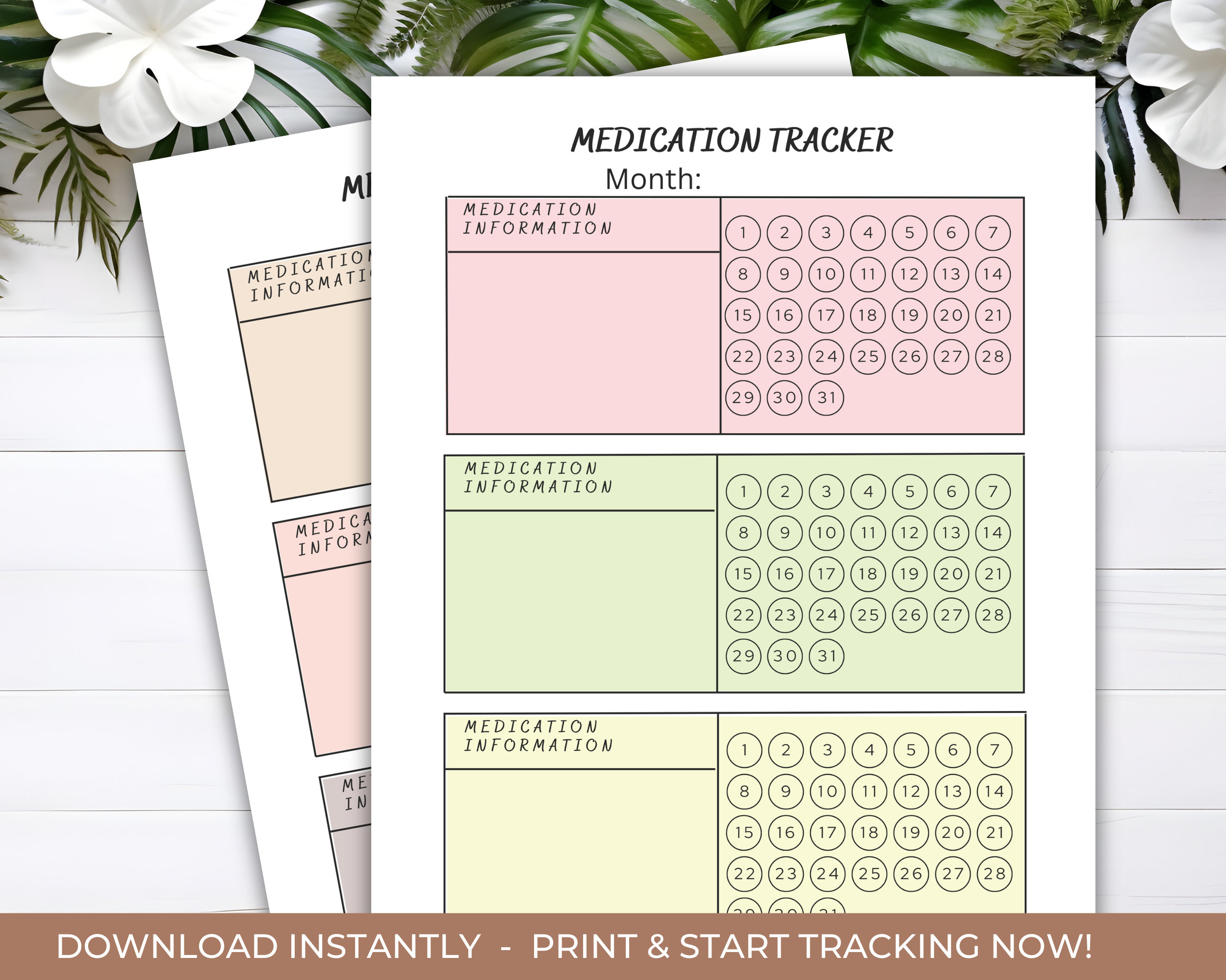 Monthly Medication Tracker, Printable Medication Tracker, Medical ...
