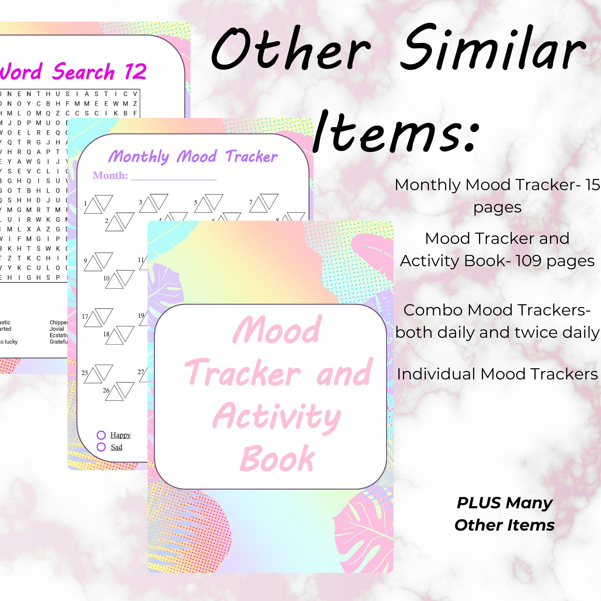 Daily Monthly Mood Tracker Bundle: 12 Months of Unique Pages - Etsy