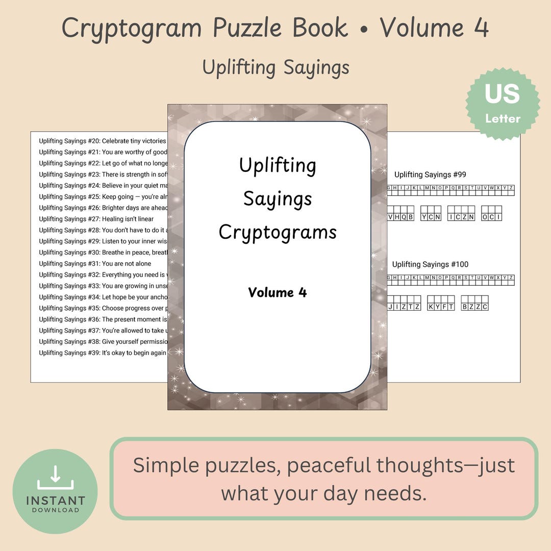 Printable Cryptogram Puzzle Book – Volume 4 – Large Print, Mindful ...