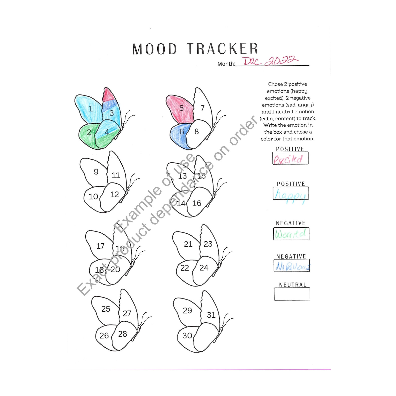 Arrow Monthly Mood Tracker (instant Download) - Etsy