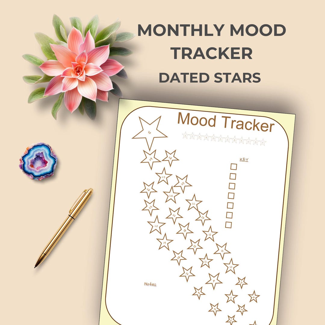 Star Mood Tracker Printable | 30-day Mental Health Journal (PDF) - Etsy