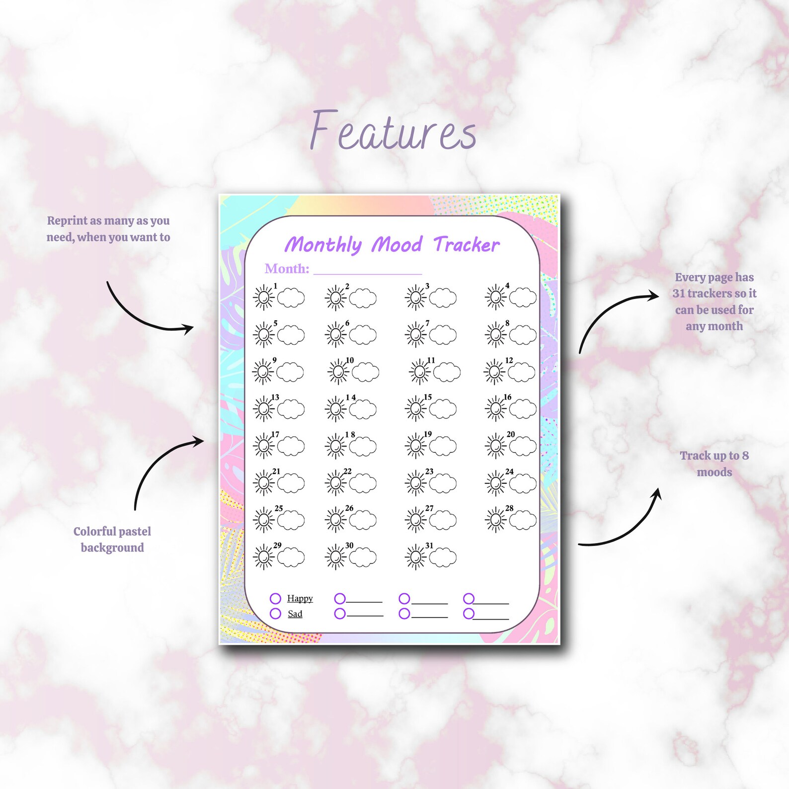 Daily Monthly Mood Tracker Bundle: 12 Months of Unique Pages - Etsy