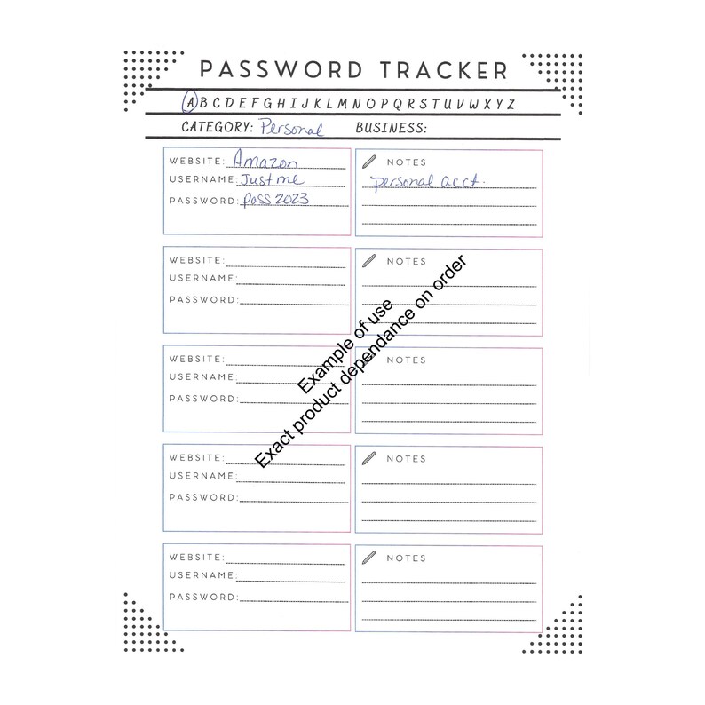 Green Dot Password Tracker, INSTANT DOWNLOAD, Password Tracker for ...