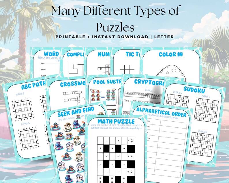 Activity Book: Pool Themed Activities With 77 Pages of Fun for Older ...