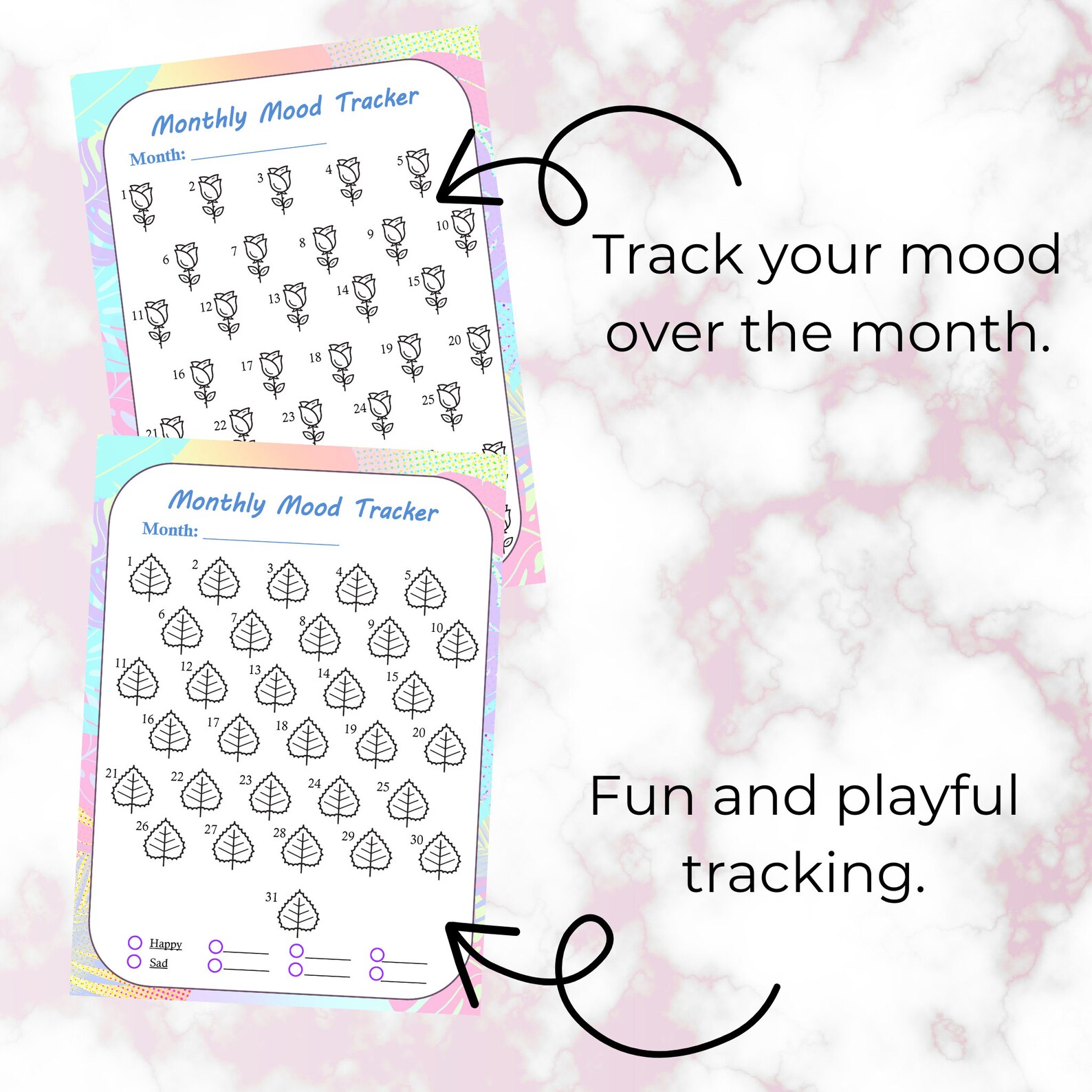 Daily Monthly Mood Tracker Bundle: 12 Months of Unique Pages - Etsy