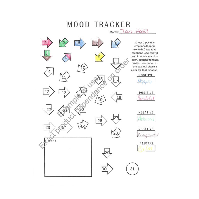 Monthly Mood Tracker - Flower Petal Design, Instant Download, Mood ...