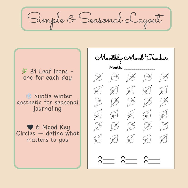 Winter Mood Tracker Printable | Leaf Chart, Journal Page (digital ...