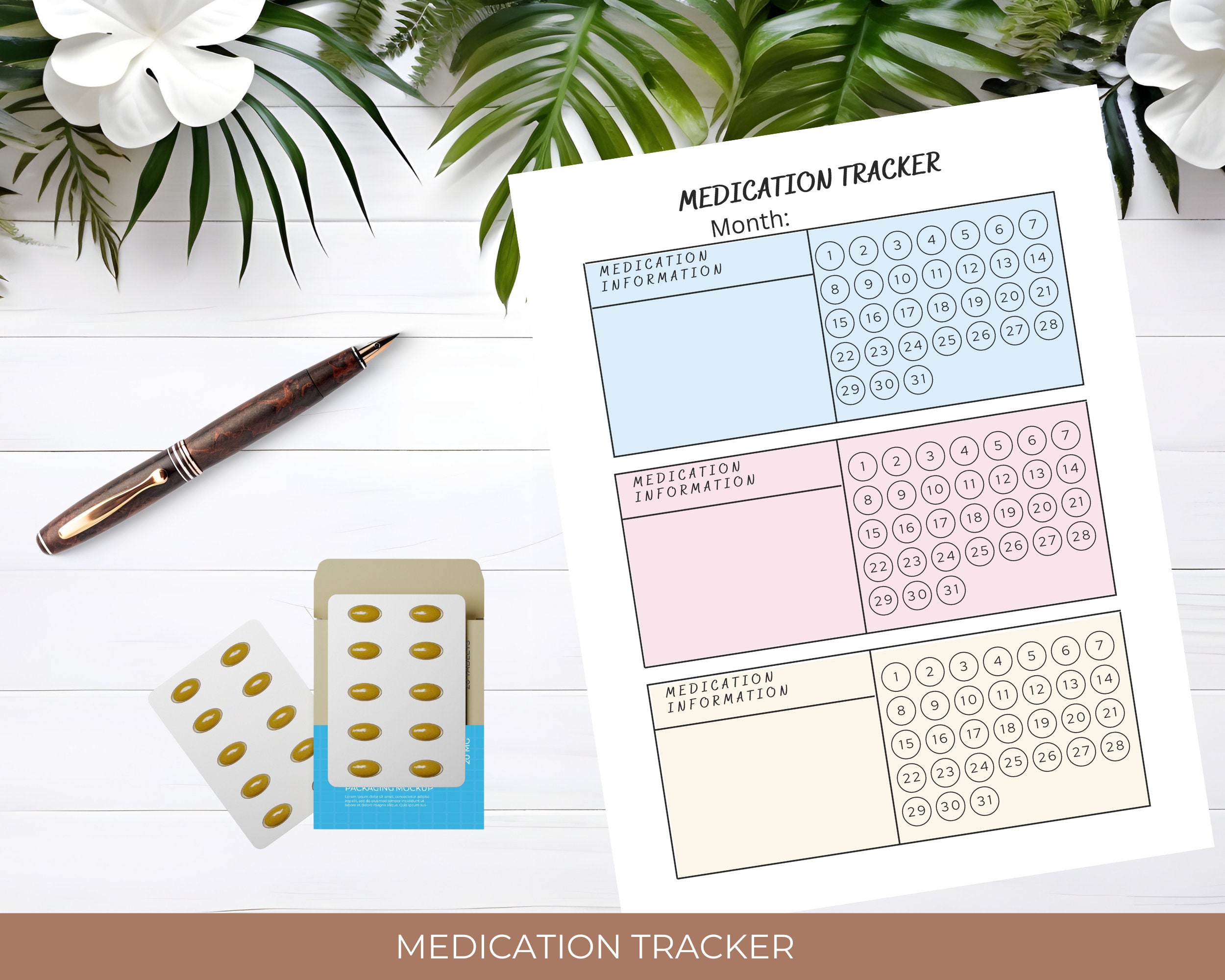 Monthly Medication Tracker, Printable Medication Tracker, Medical ...