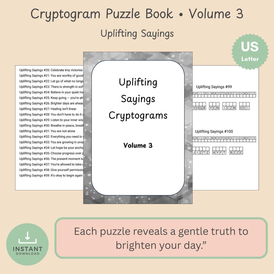 Large Print Cryptogram Puzzle Book Printable – Volume 3 – 100 Uplifting ...