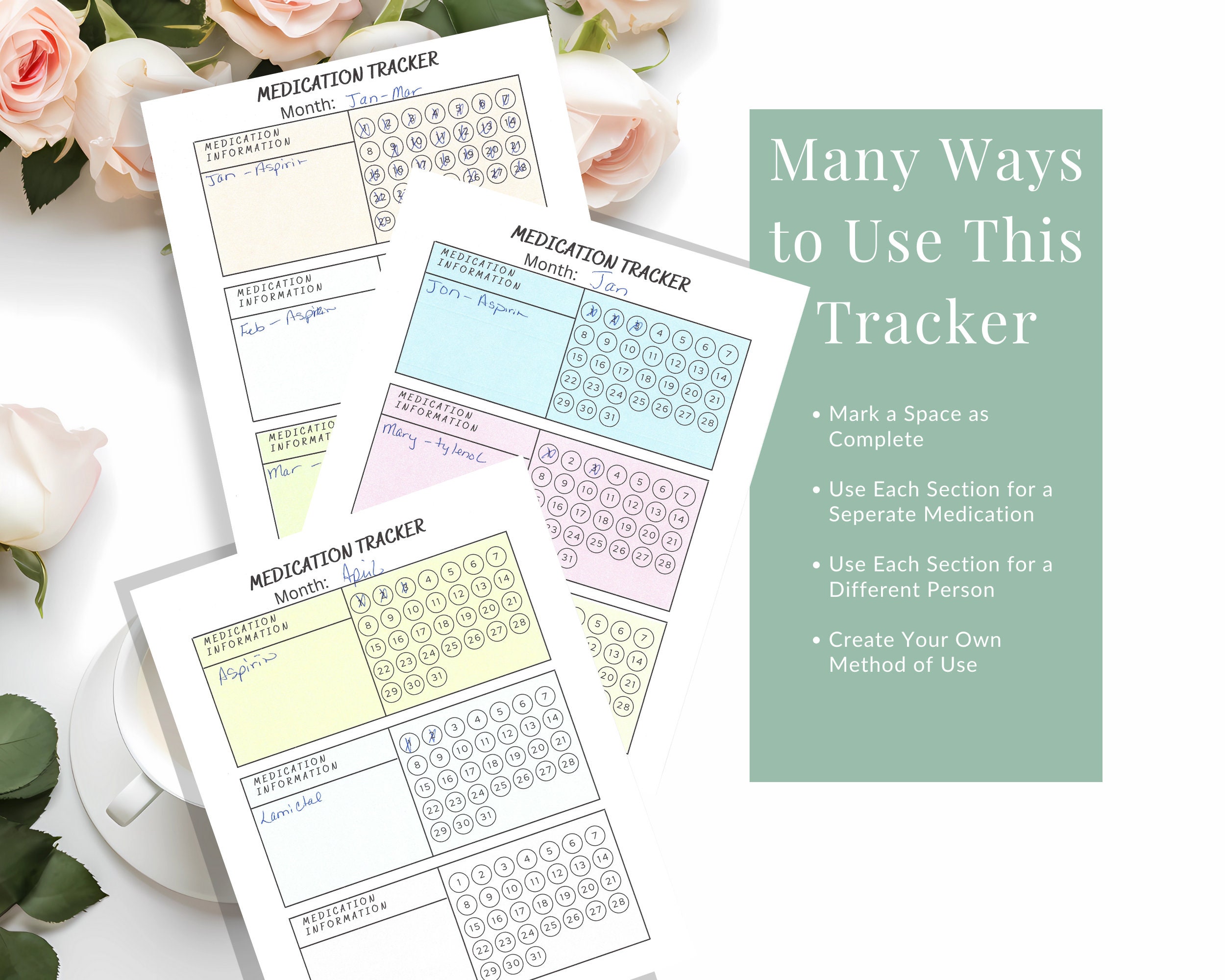 Monthly Medication Tracker, Printable Medication Tracker, Medical ...