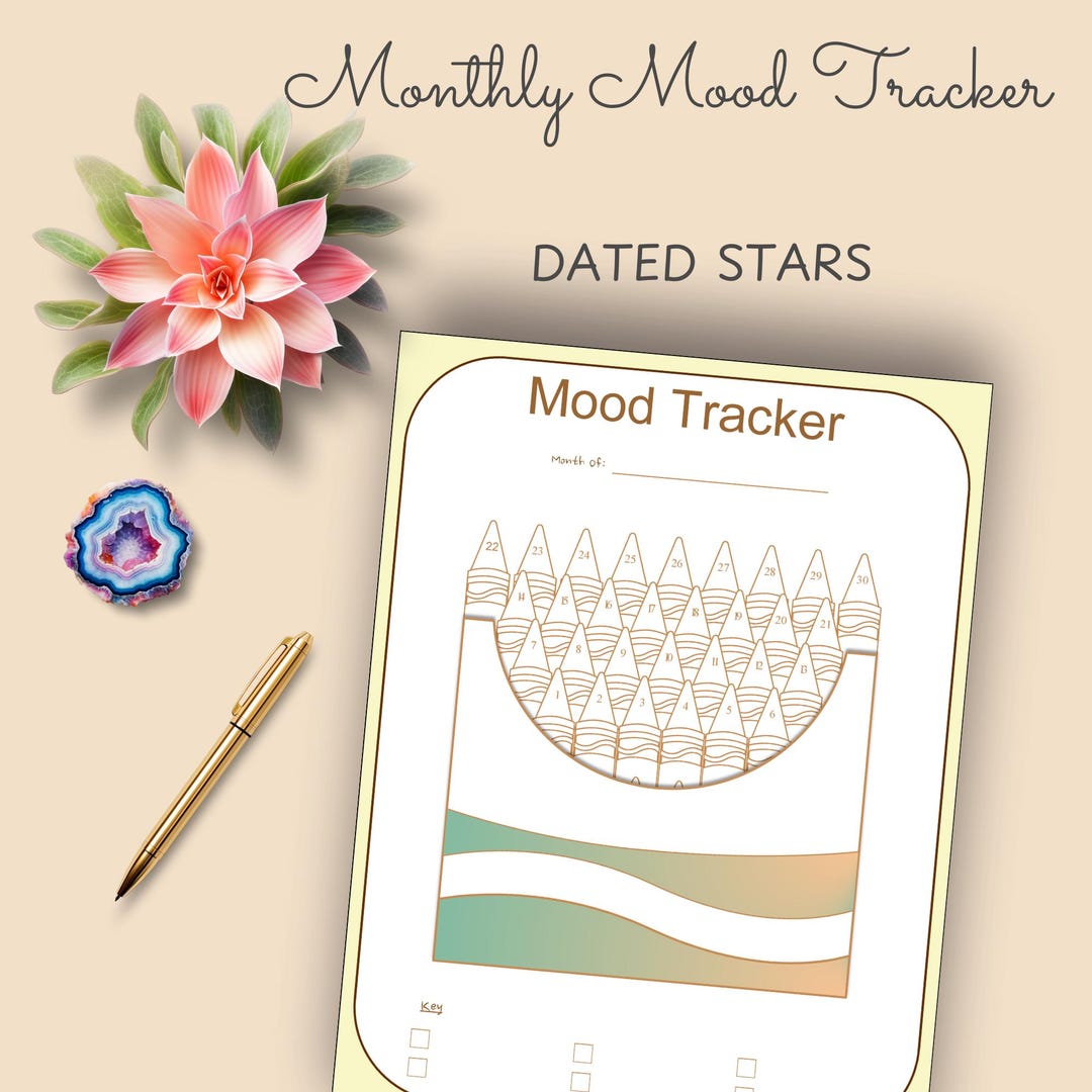 Crayon Mood Tracker | 30-day Mental Health Journal Page | Self-care ...