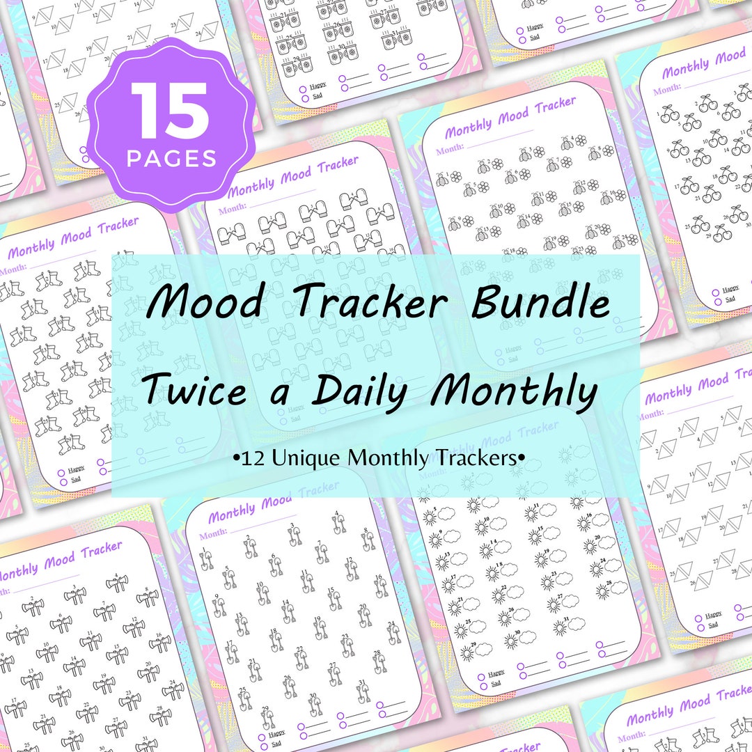 Twice Daily Monthly Mood Tracker Bundle: 12 Months of Unique Pages - Etsy