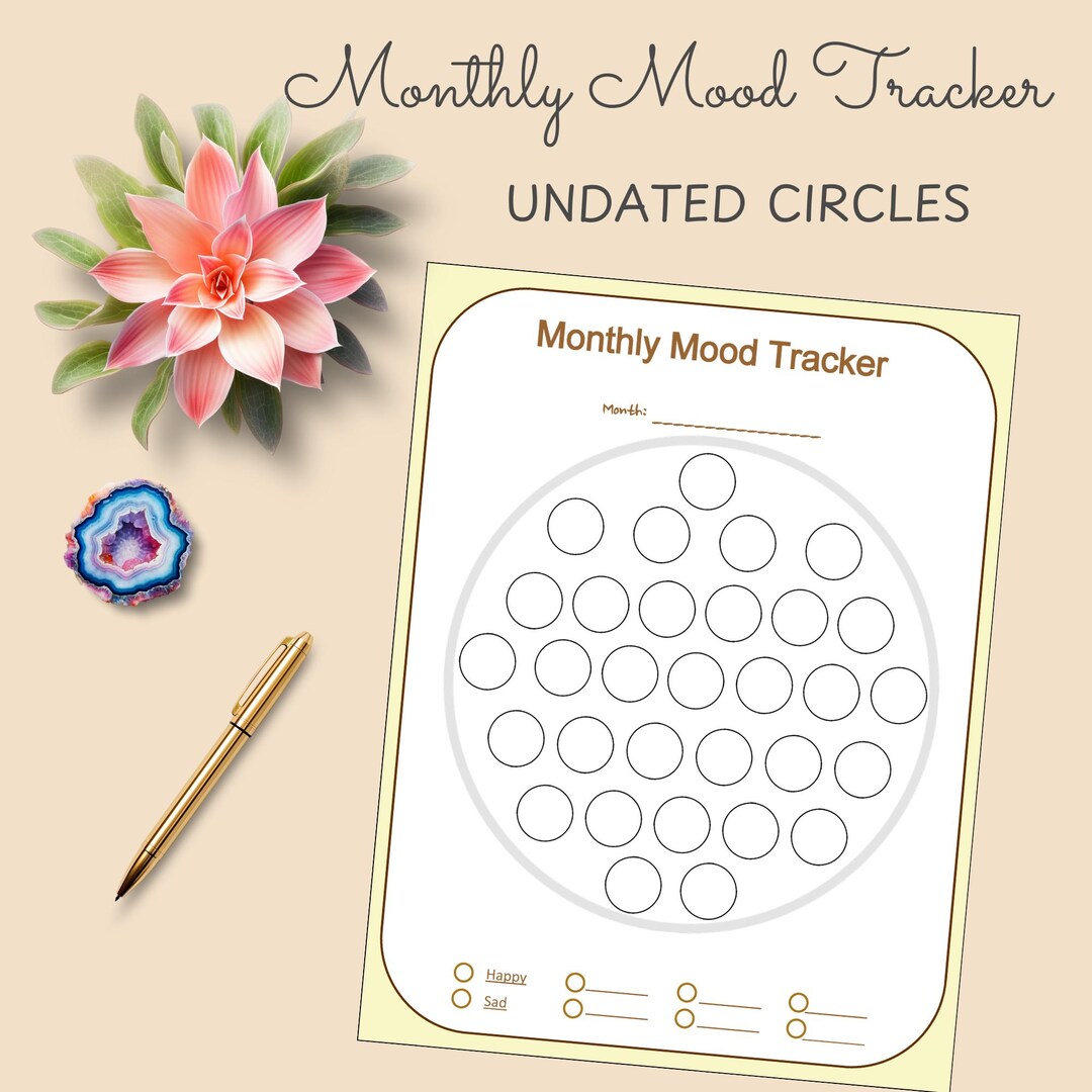 Monthly Mood Tracker Printable | 30-day Wellness Circle (PDF) - Etsy
