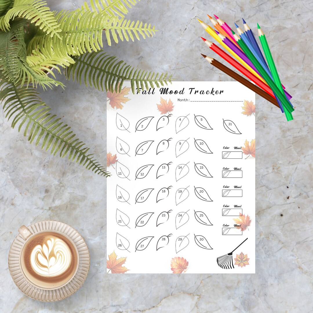 Monthly Mood Tracker, UPDATED Leaf Mood Tracker, INSTANT DOWNLOAD ...