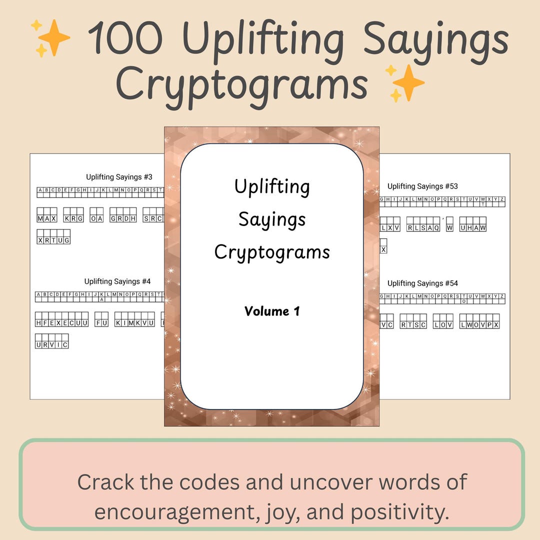 100 Uplifting Sayings Cryptogram Puzzles With Answers | Printable ...