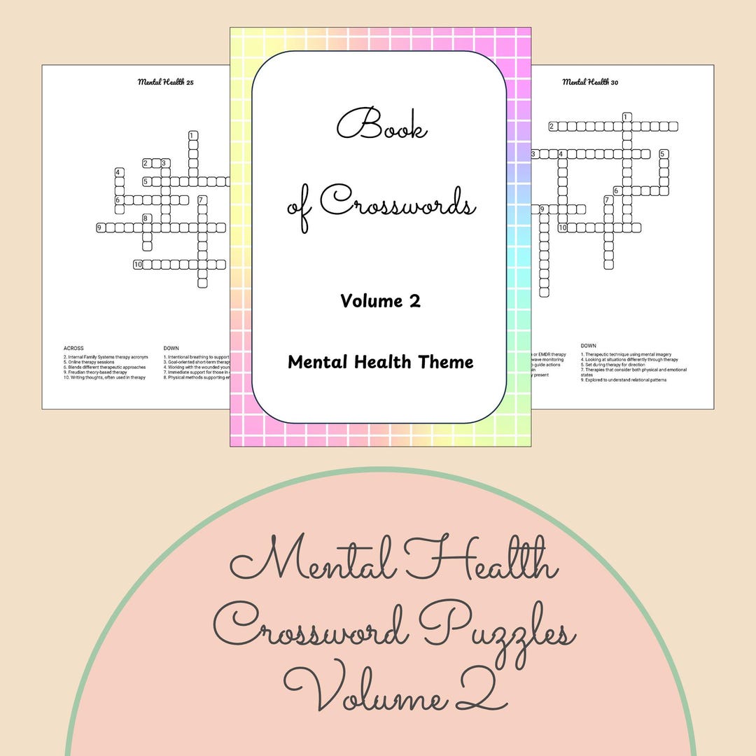 Mental Health Crossword Puzzle Book Volume 2 – 150 Therapy Wellness ...