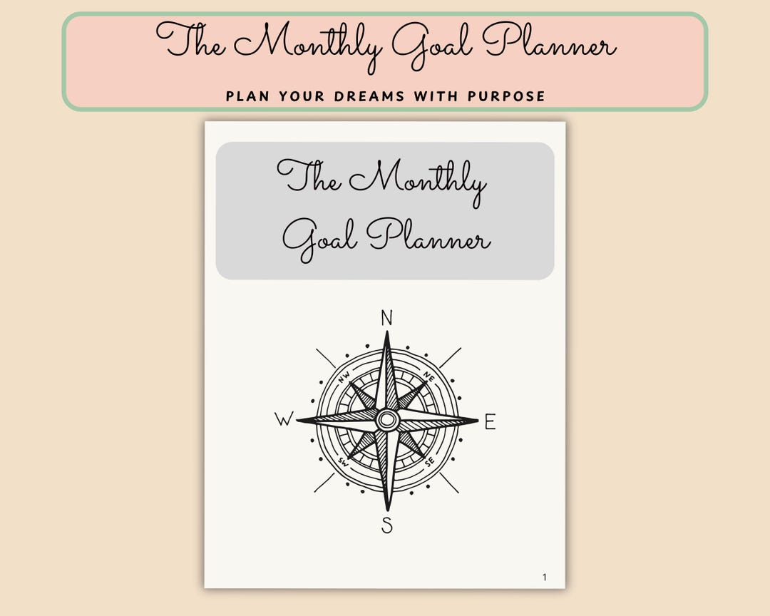 Minimalist Compass Monthly Goal Planner | Habit Tracker (PDF) - Etsy
