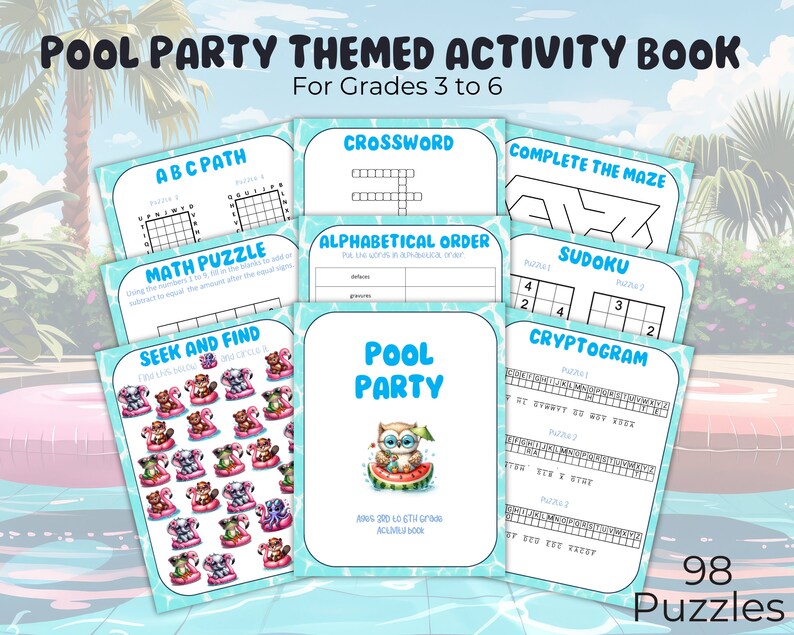 Activity Book: Pool Themed Activities With 77 Pages of Fun for Older ...
