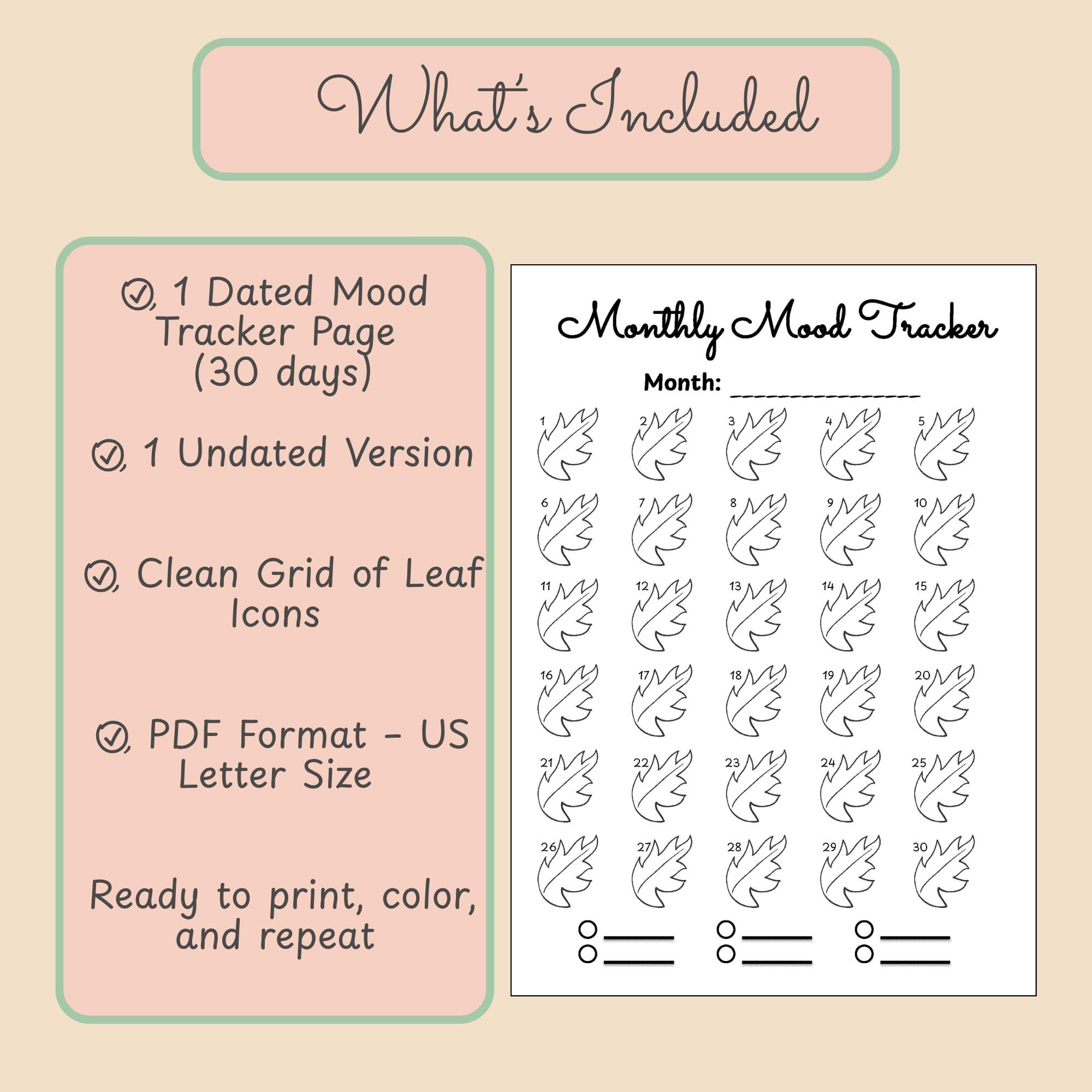 Leaves Mood Tracker Printable | 30-day Mental Health Log (PDF) - Etsy
