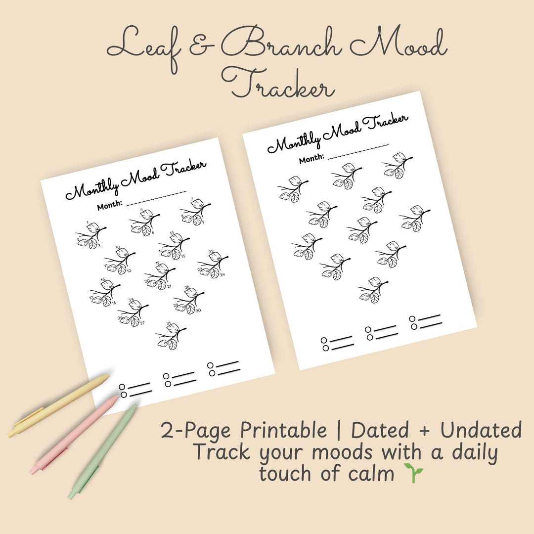 Leaf & Branch Mood Tracker | Monthly Check-in (PDF) - Etsy