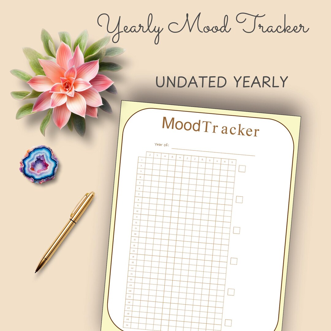 Yearly Mood Tracker Printable | Undated Mental Health Chart (digital ...