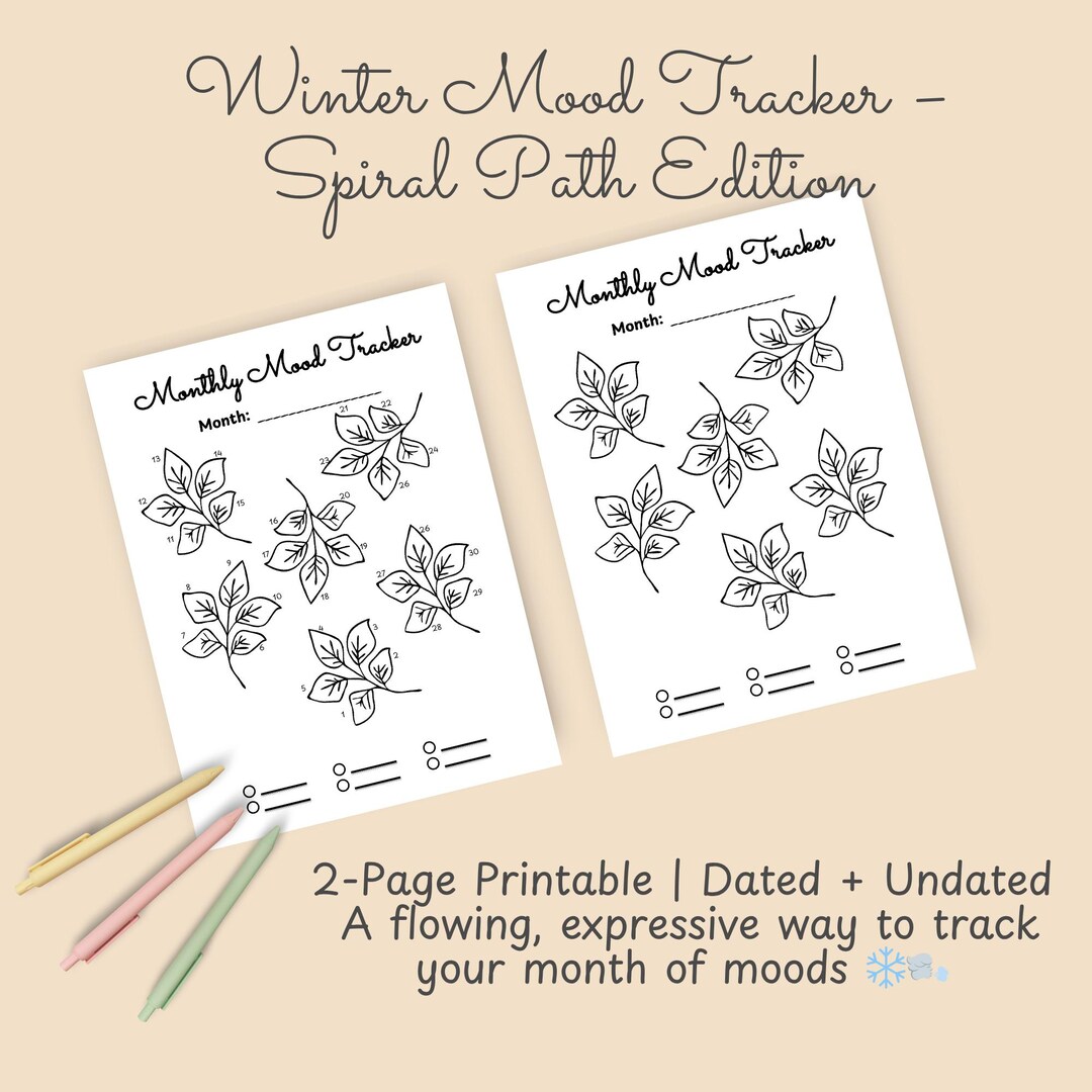 Winter Mood Tracker Printable • Spiral Leaf Path (digital Download) - Etsy