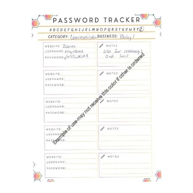 Black Dot Password Tracker, INSTANT DOWNLOAD, Password Tracker for ...