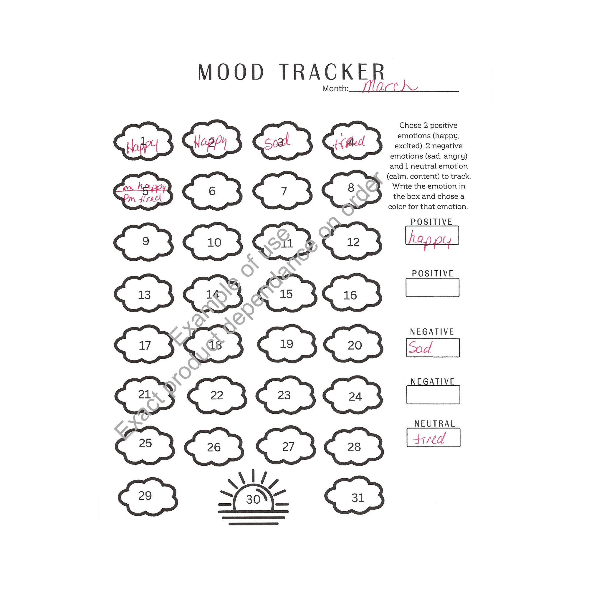 Leaves Monthly Mood Tracker (INSTANT DOWNLOAD) - Etsy
