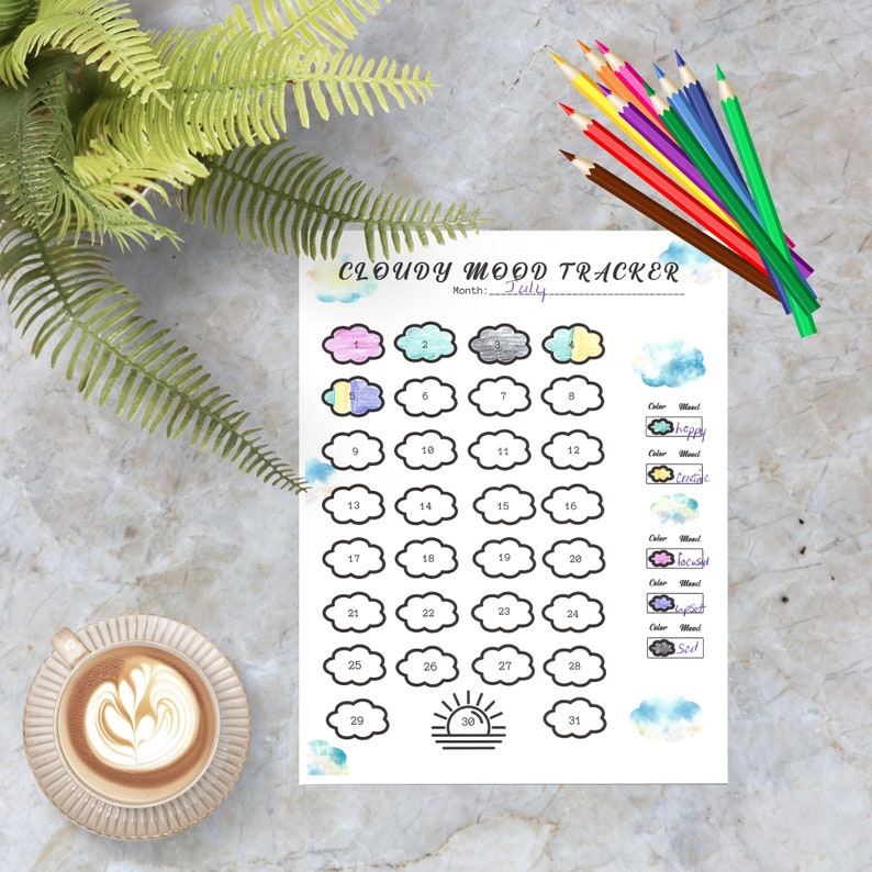 Monthly Mood Tracker, UPDATED Flower Mood Tracker, INSTANT DOWNLOAD ...