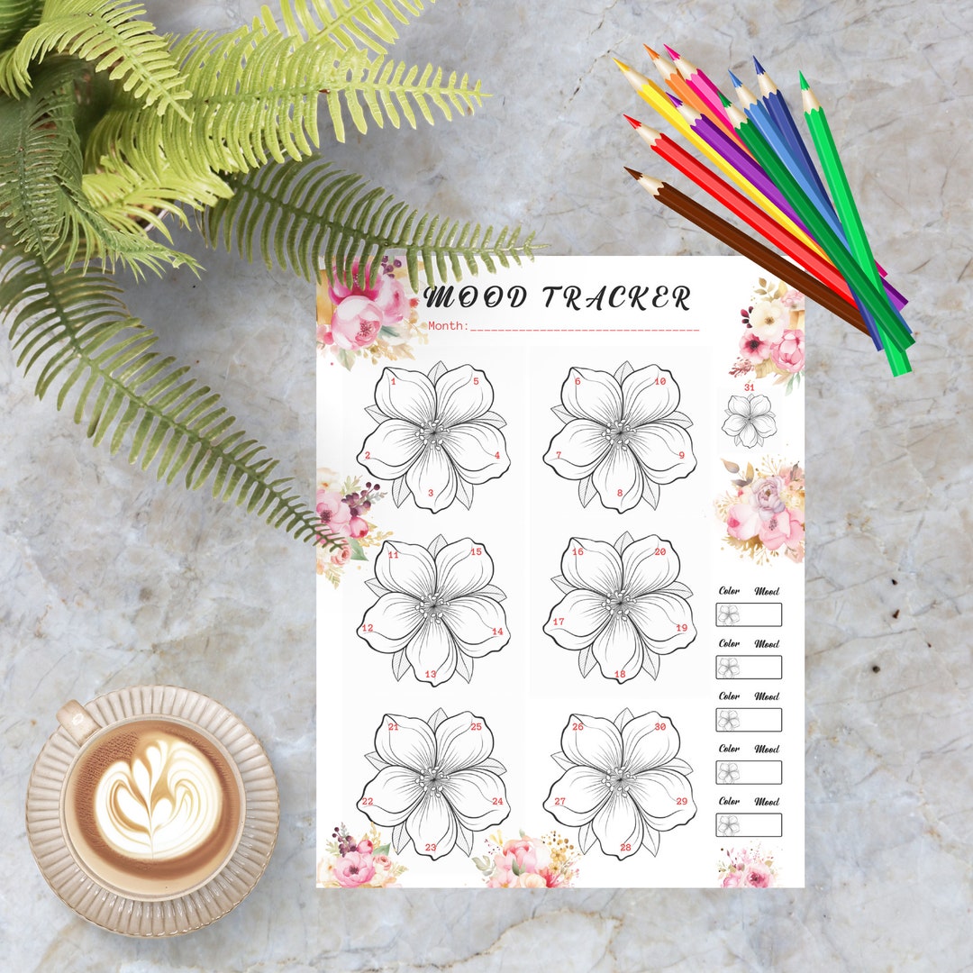 Monthly Mood Tracker, UPDATED Flower Mood Tracker, INSTANT DOWNLOAD ...