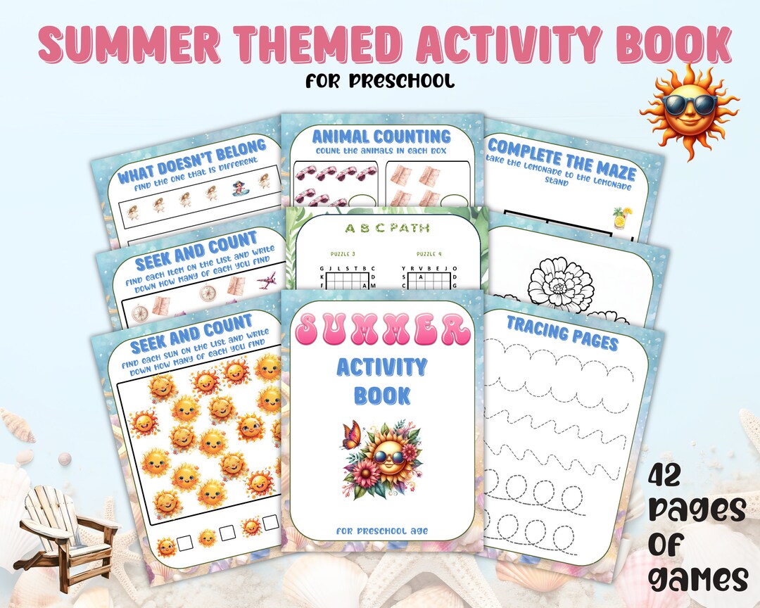 Summer Activity Book for Preschoolers, Fun Puzzles (digital Download ...