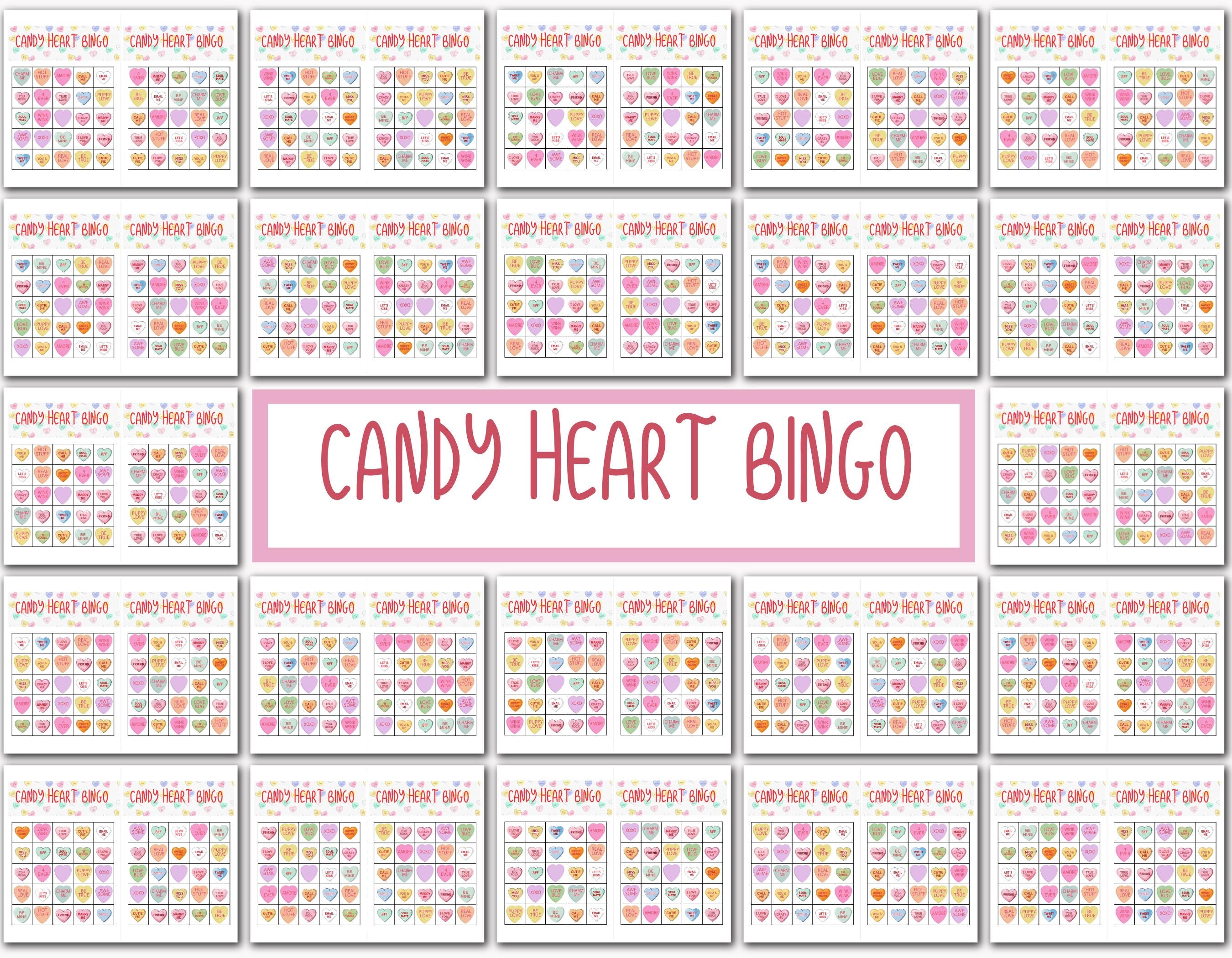 Candy Conversation Heart Bingo | Printable Valentine’s Day Bingo Game ...