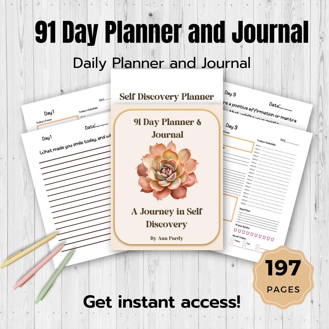 91-day Self-discovery Journal | Daily Guided Planner (digital Download ...